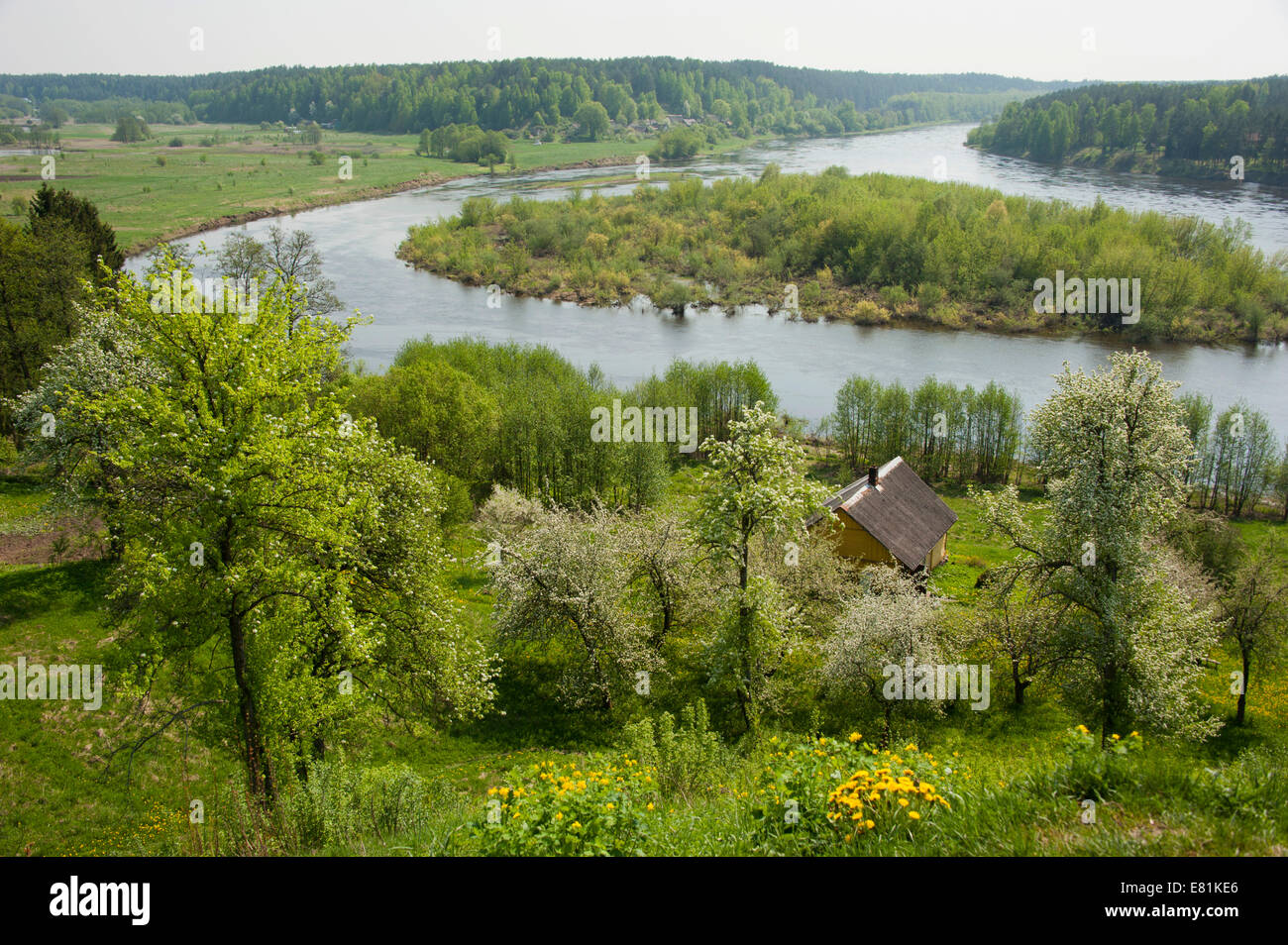View from Merkinė mound, Nemunas River, Merkine, Lithuania, Baltic ...