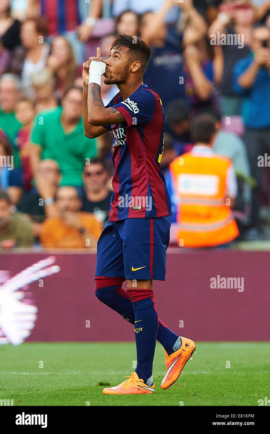 Neymar da Silva Jr (FC Barcelona) celebrates after scoring, during La ...