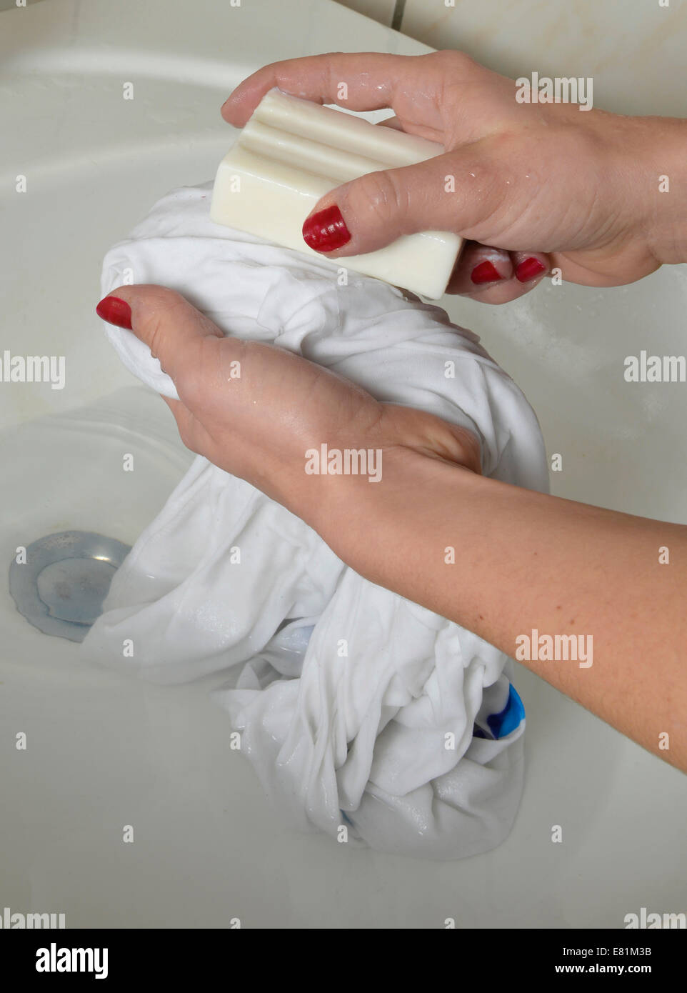 Washing by hand with German curd soap in a washbasin Stock Photo - Alamy