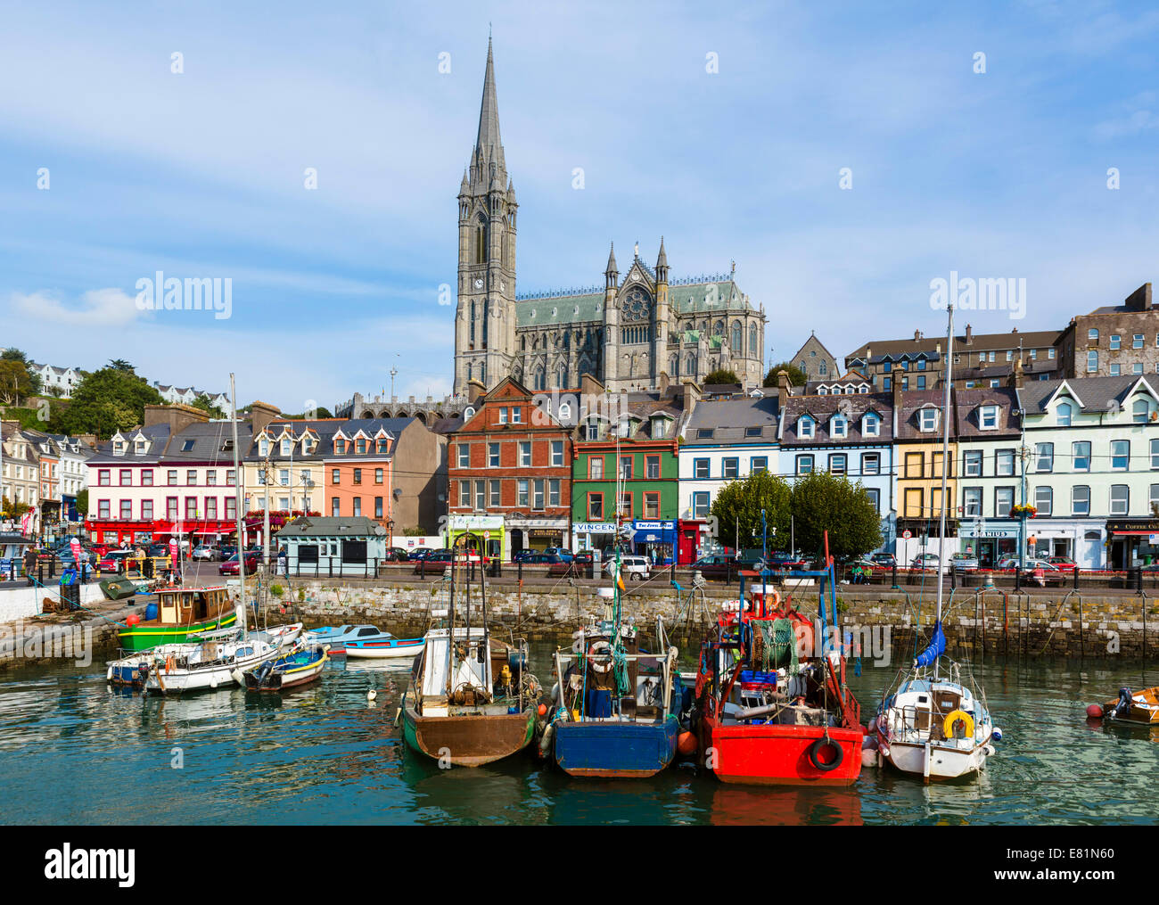 The harbour and St Colman's Cathedral, Cobh, County Cork, Republic of ...