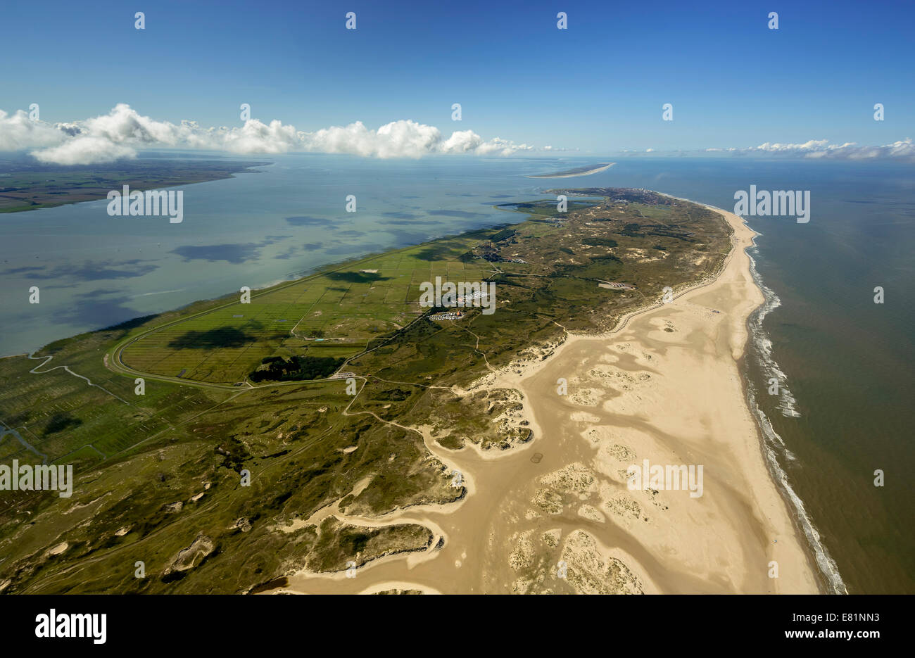 Aerial view, Northern beach, Wadden Sea, Norderney, island in the North ...