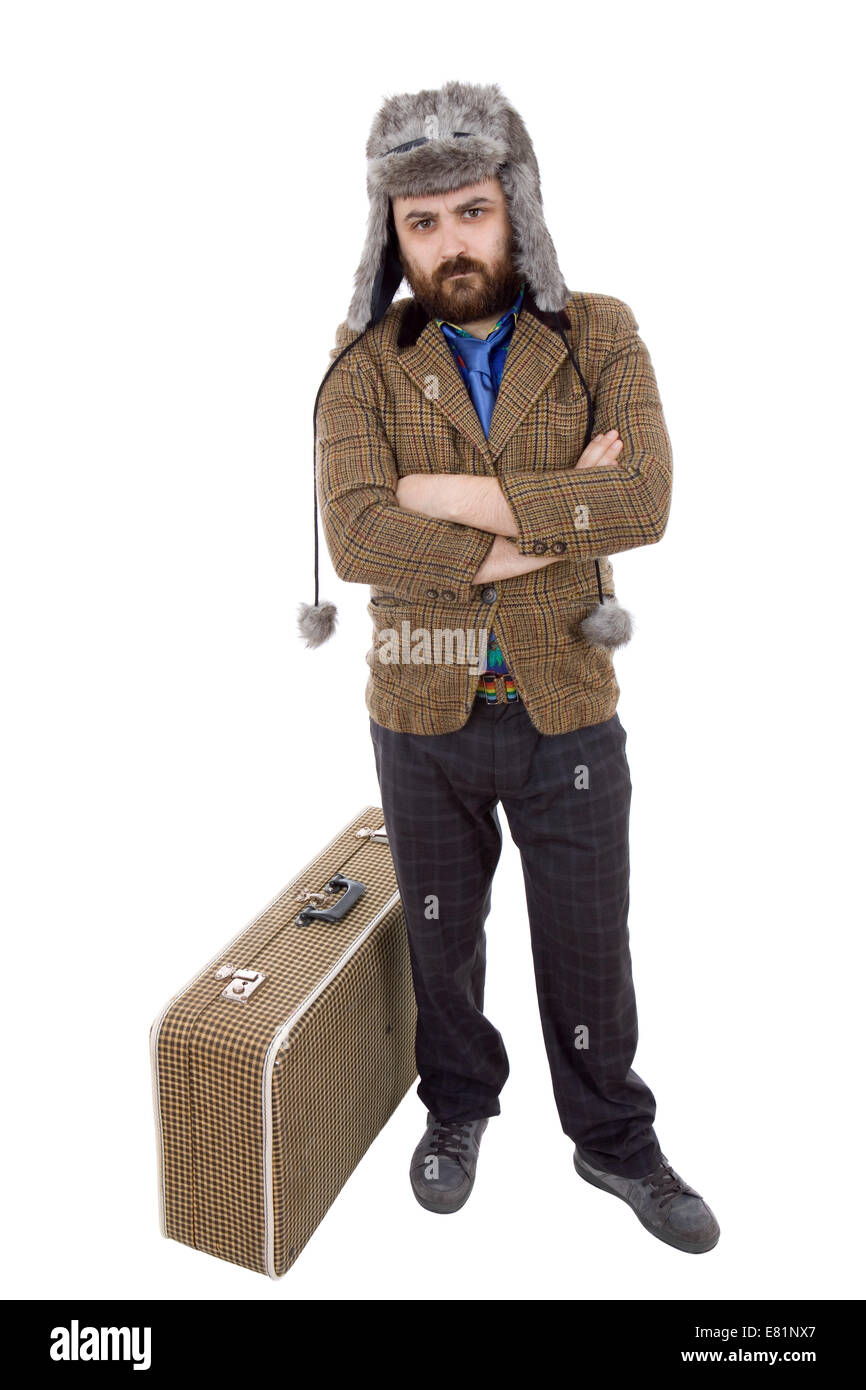 young silly man traveler, full body, isolated Stock Photo - Alamy