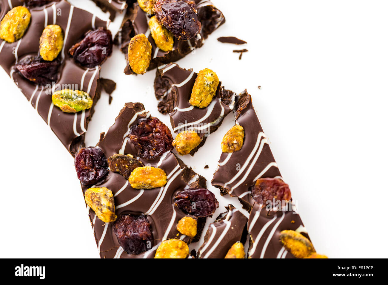Gourmet Pistachio cherry chocolate bar on a white background Stock ...