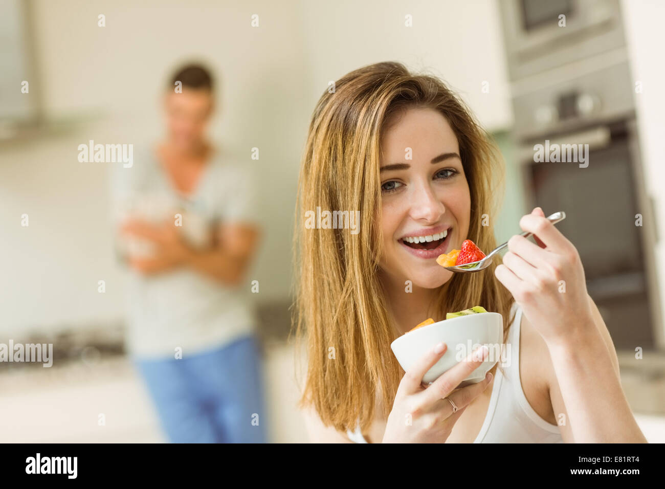 Woman man fruit salad hi-res stock photography and images - Alamy