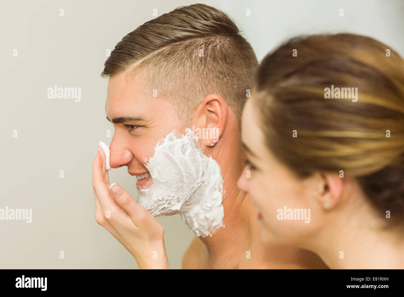 Woman shaving cream head hi-res stock photography and images - Alamy