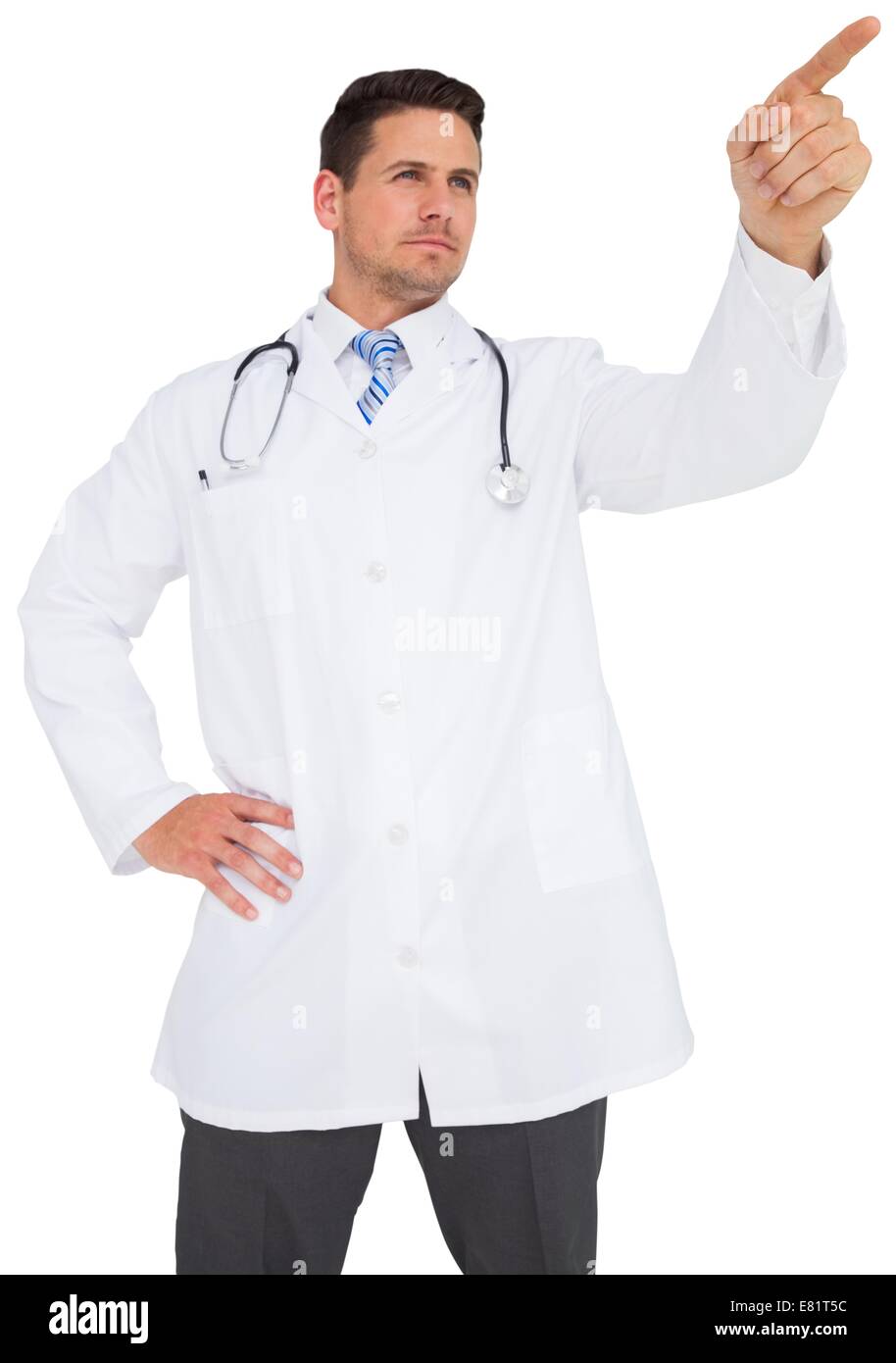 Handsome doctor pointing Stock Photo - Alamy