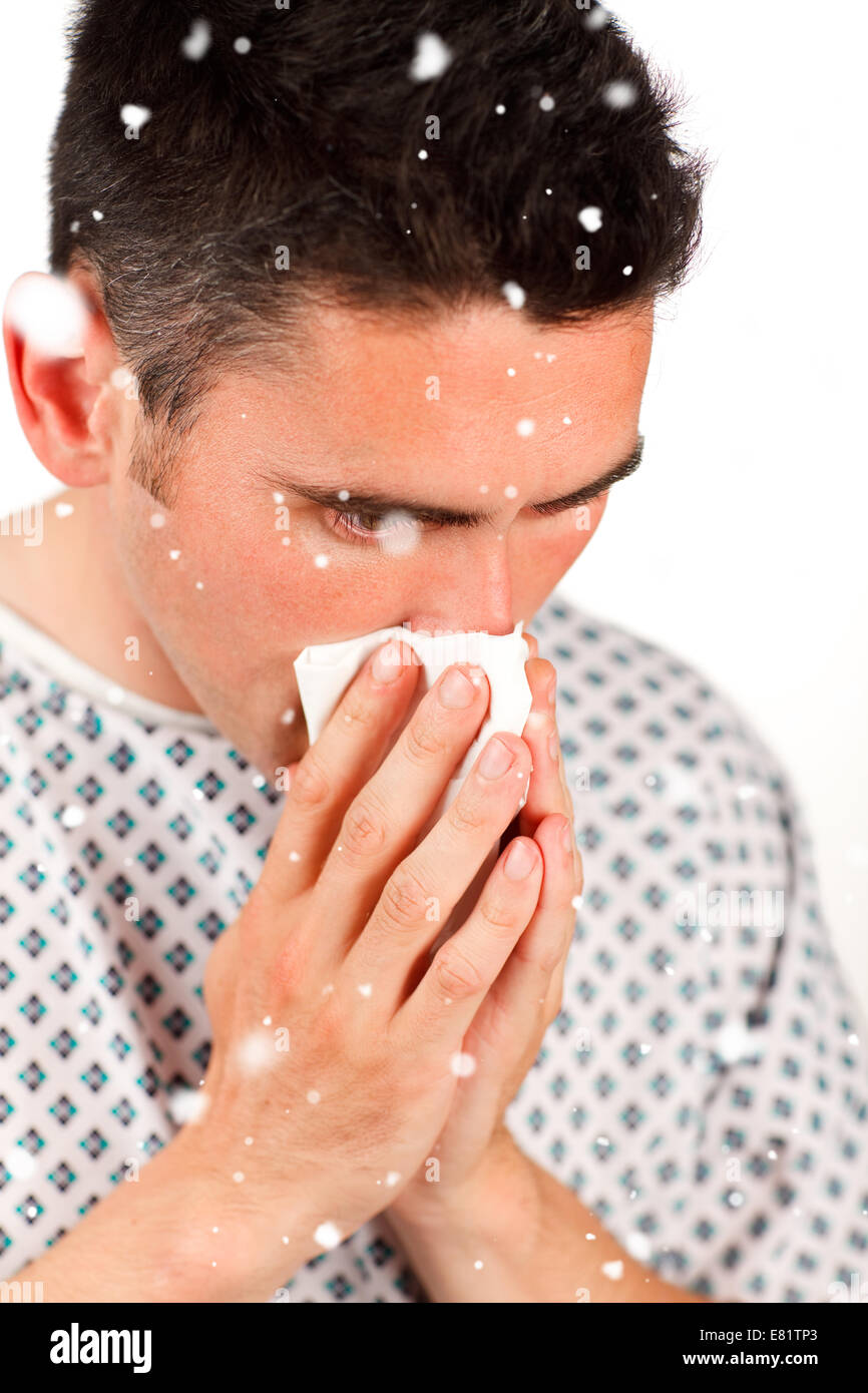 Composite image of close up of a patient sneezing Stock Photo - Alamy
