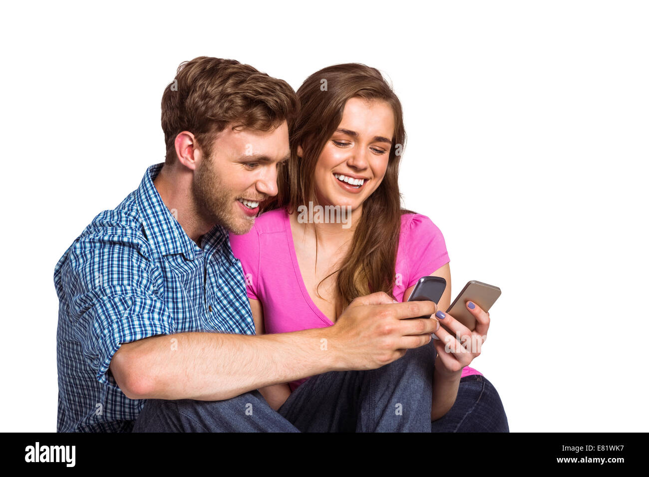 Couple with mobile phones hi-res stock photography and images - Alamy