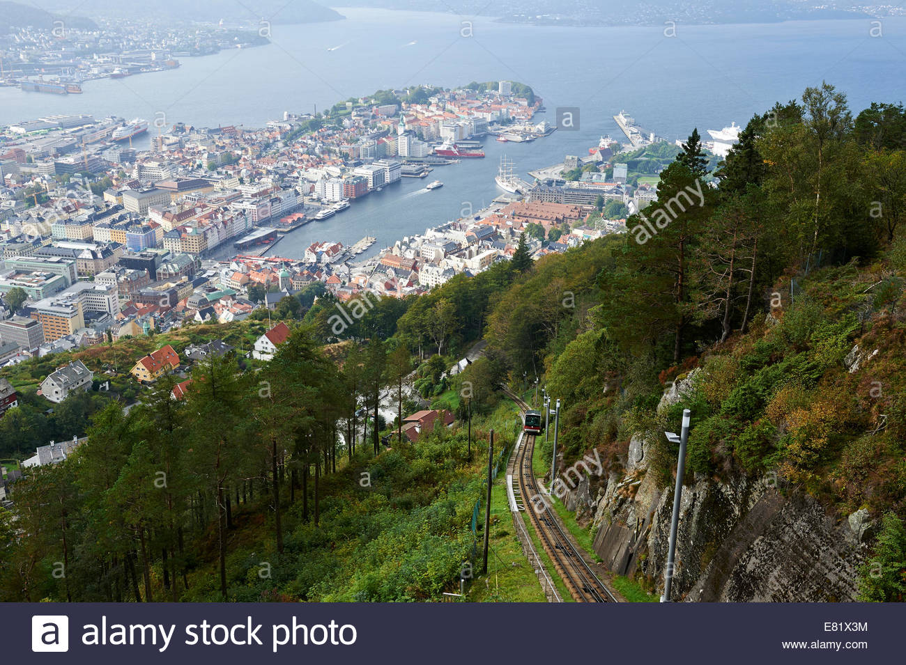 Floibanen Funicular Railway Bergen Stock Photos & Floibanen Funicular ...
