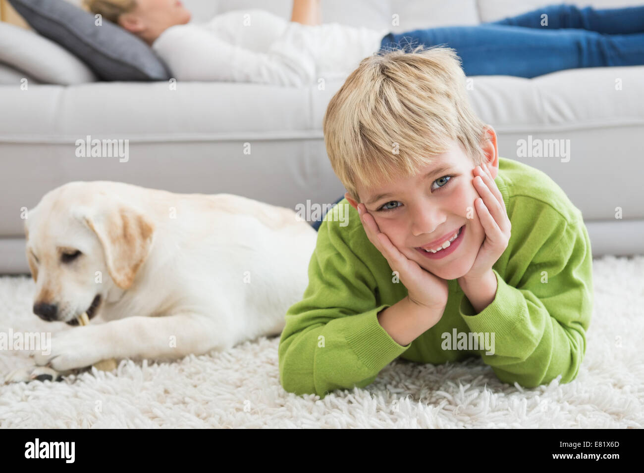 Cute little boy with his puppy Stock Photo - Alamy
