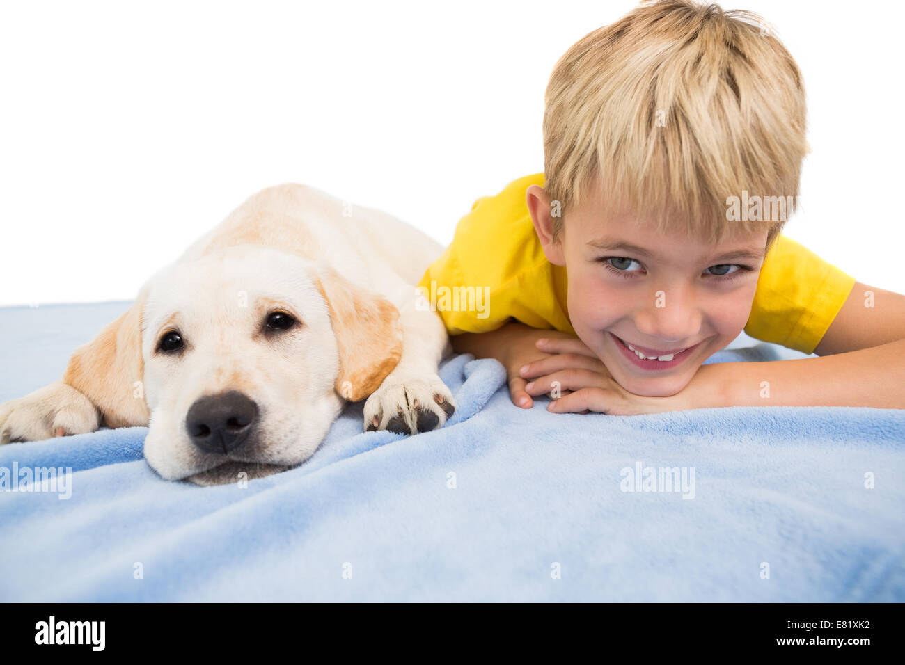 Happy boy with puppy hi-res stock photography and images - Alamy