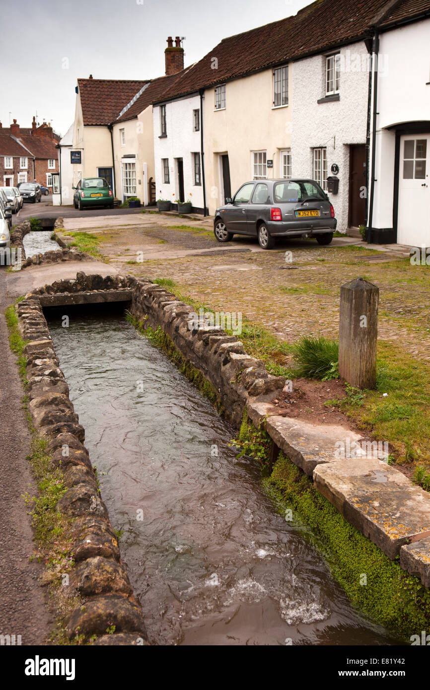 UK, England, Somerset, Nether Stowey, stream beside road, ‘Stowey’s ...