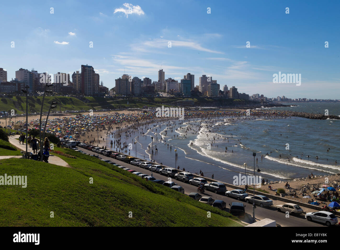 Wide view of the beach, at Mar del Plata city Stock Photo - Alamy