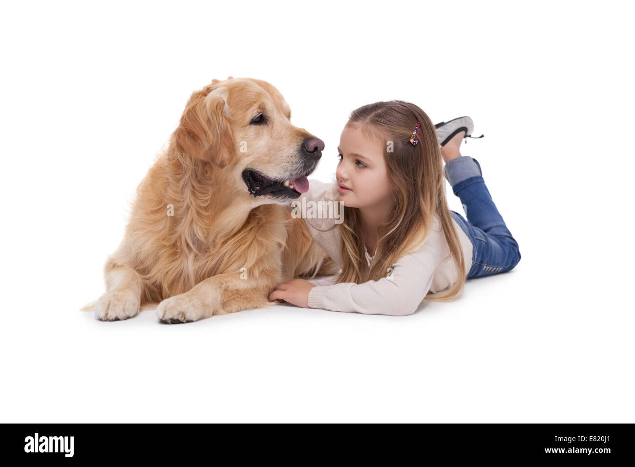 Happy girl with her pet dog Stock Photo - Alamy