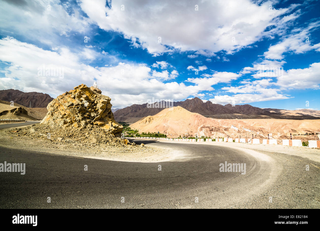 On the road in the remote Indus valley in Ladakh in north India Stock ...