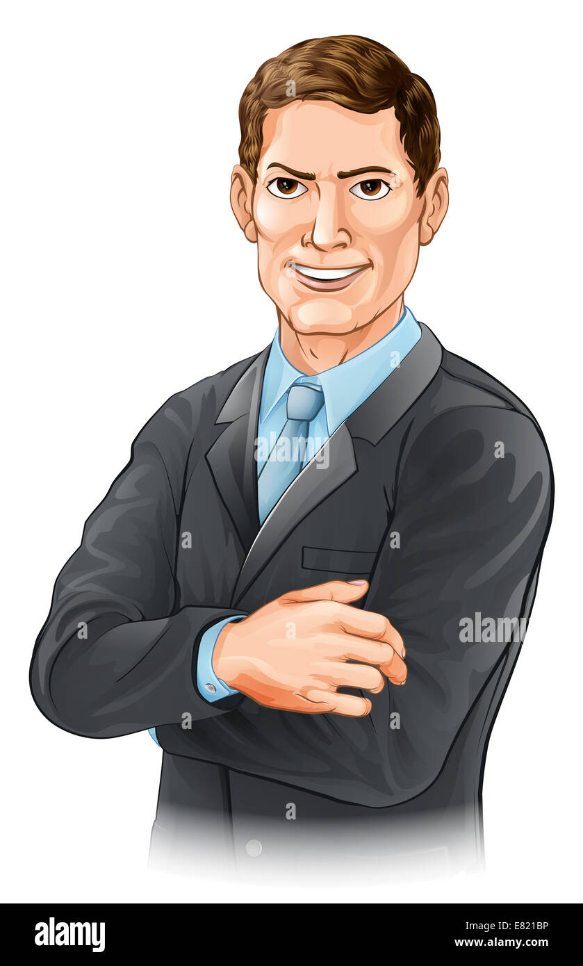 A happy handsome businessman character with his arms folded Stock Photo ...