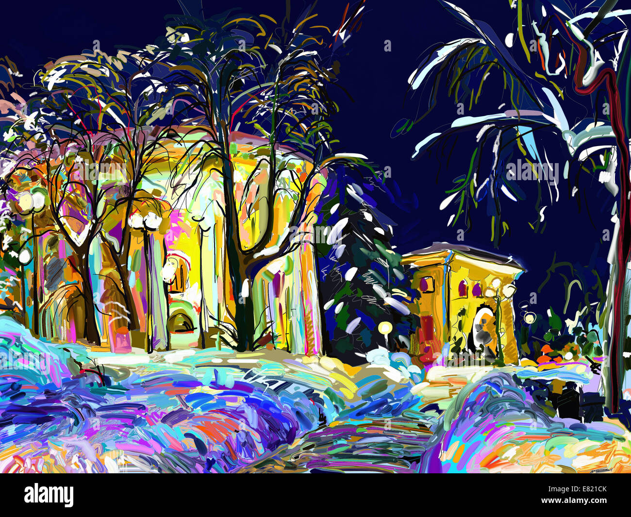 Digital oil painting winter hi-res stock photography and images - Alamy