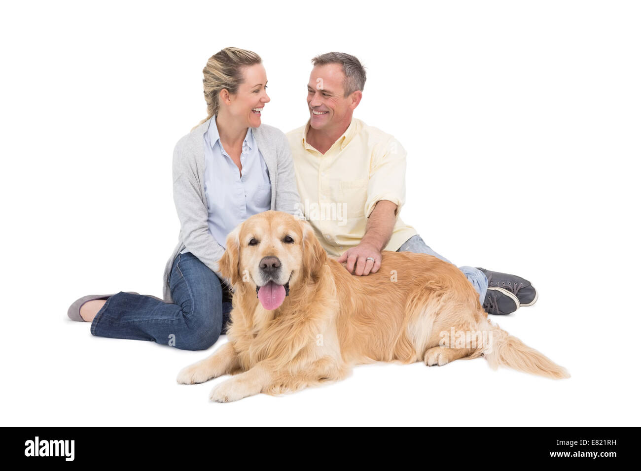 Woman dog happy together Cut Out Stock Images & Pictures - Alamy