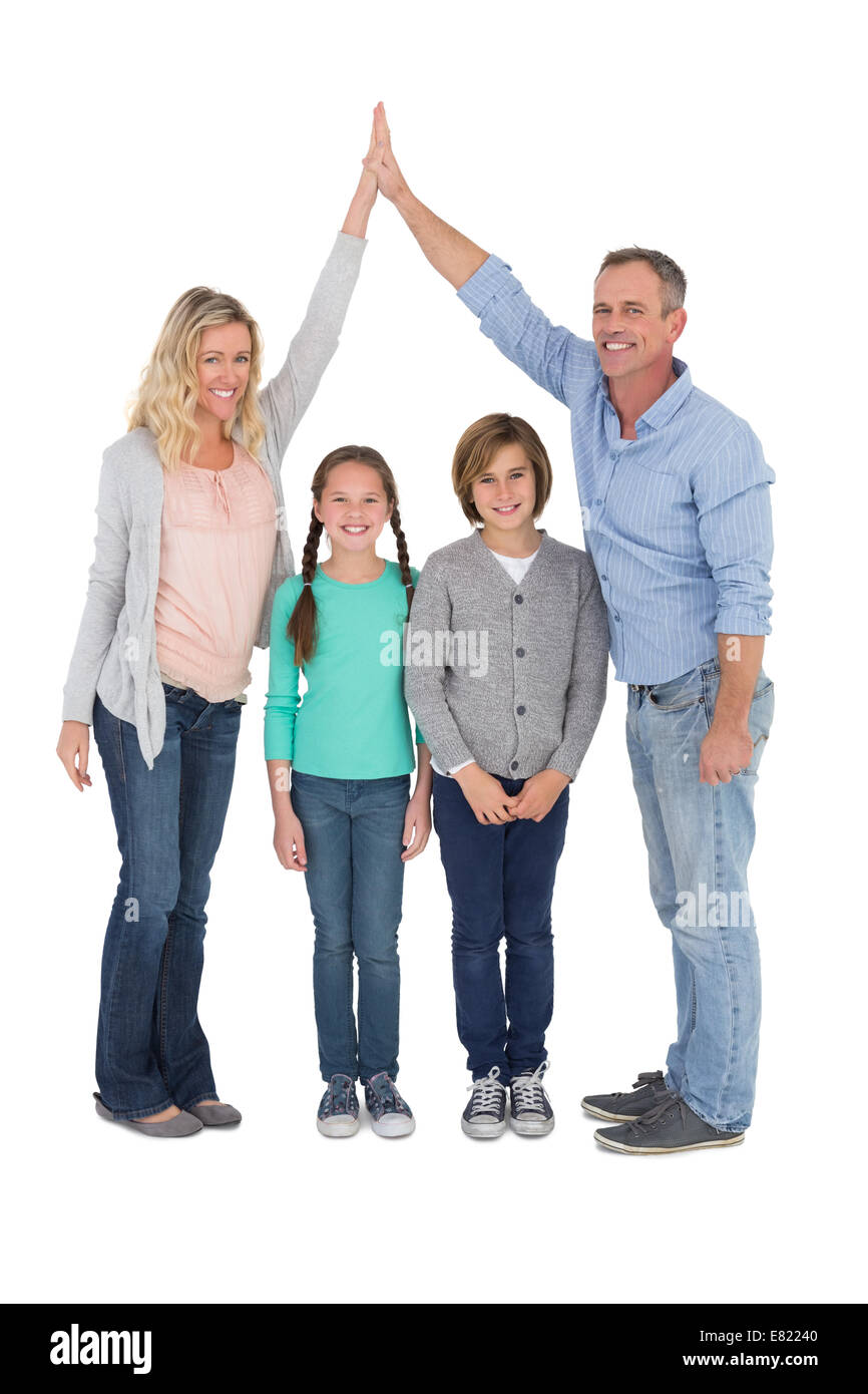 Unified couple high fiving each other with their child below Stock ...