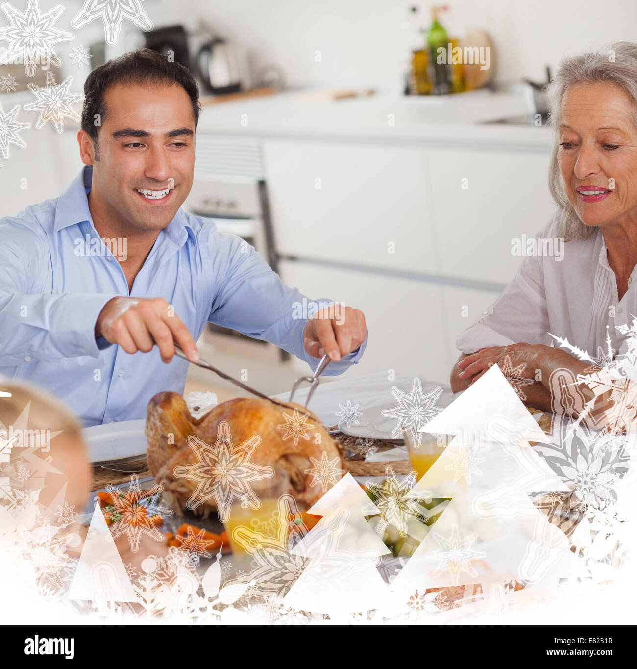 Man carving the thanksgiving turkey Stock Photo - Alamy