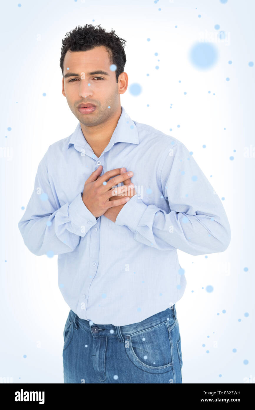 Chest pain blue shirt hi-res stock photography and images - Alamy