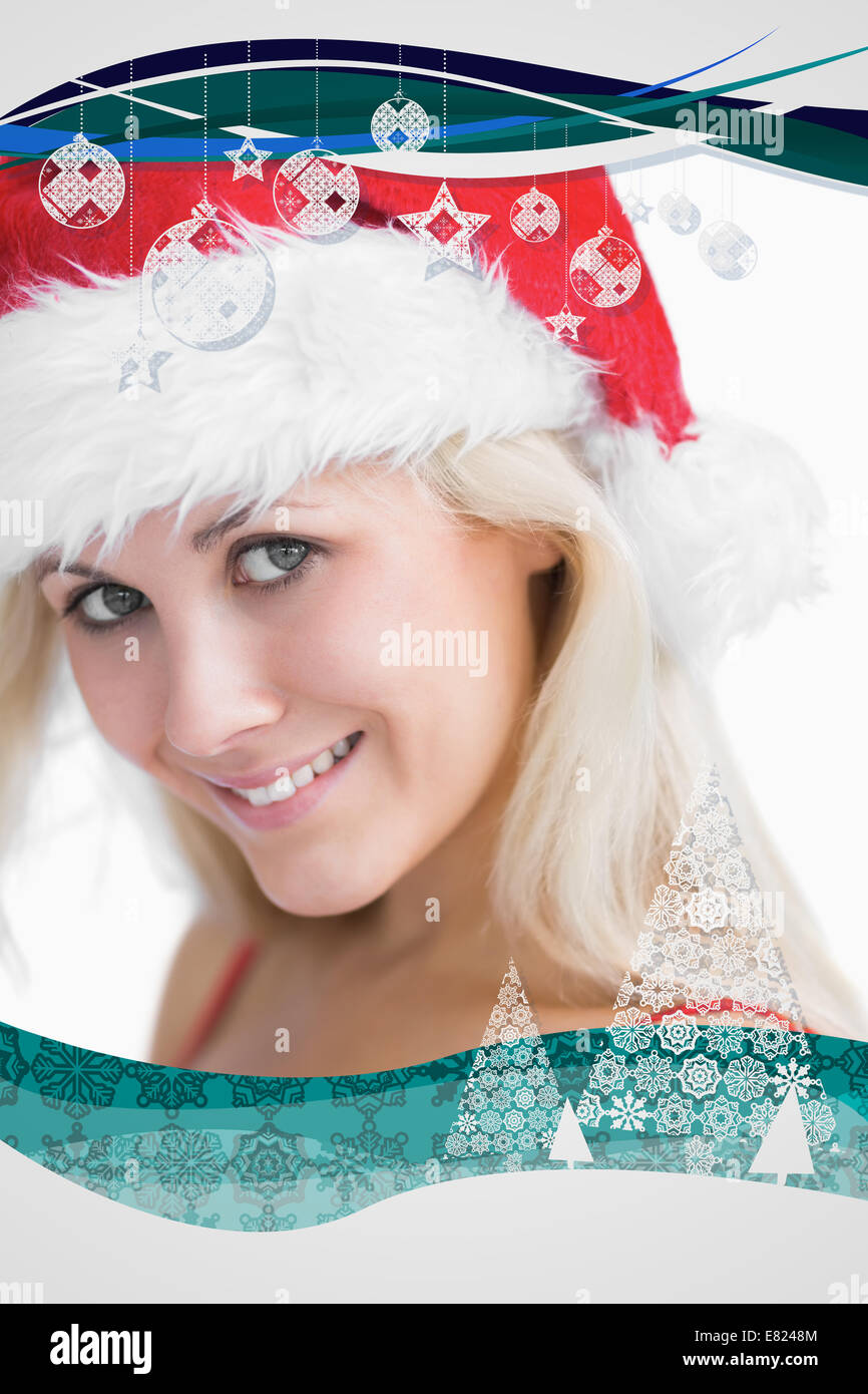 Pretty woman wearing stanta hat Stock Photo - Alamy