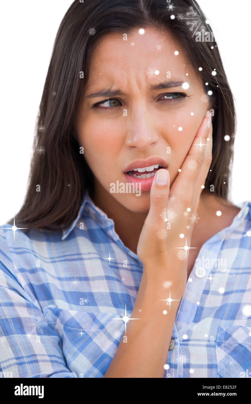 Brunette with a bad toothache Stock Photo - Alamy