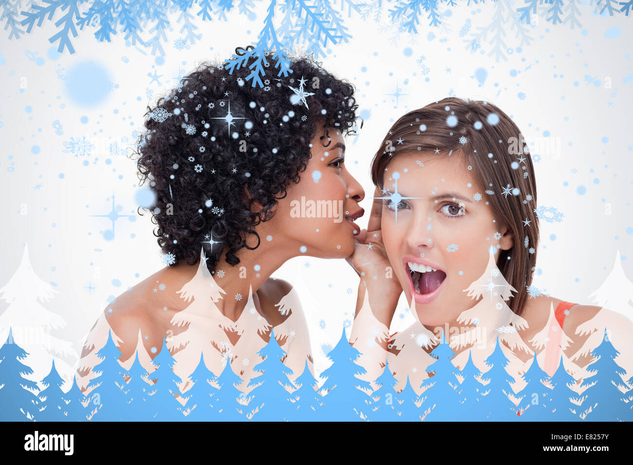 Teenage girl telling a surprising secret to a friend Stock Photo - Alamy