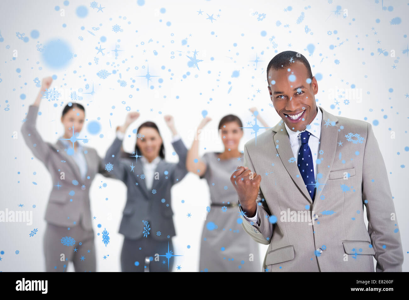 Cheering business team clenched hi-res stock photography and images - Alamy