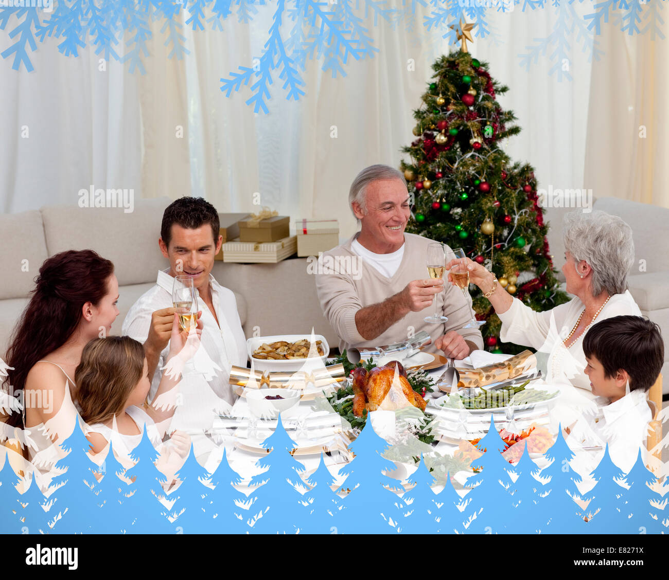 Grandparents and parents toasting in a christmas dinner Stock Photo - Alamy