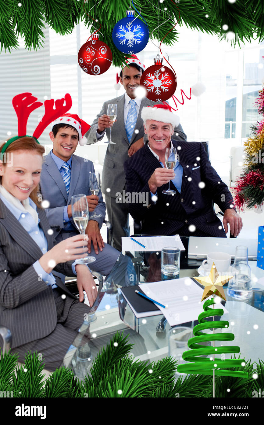 Manager and his team toasting with champagne at a christmas party Stock ...