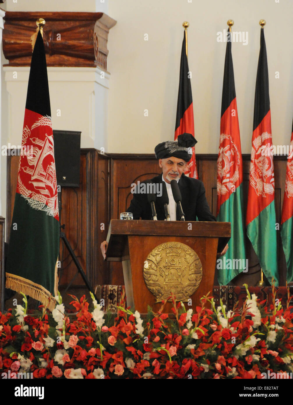 Kabul, Afghanistan. 29th Sep, 2014. Ashraf Ghani Ahmadzai speaks during ...