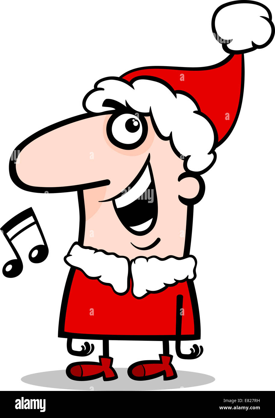 Cartoon Illustration of Santa Claus Character Singing Christmas Carol ...