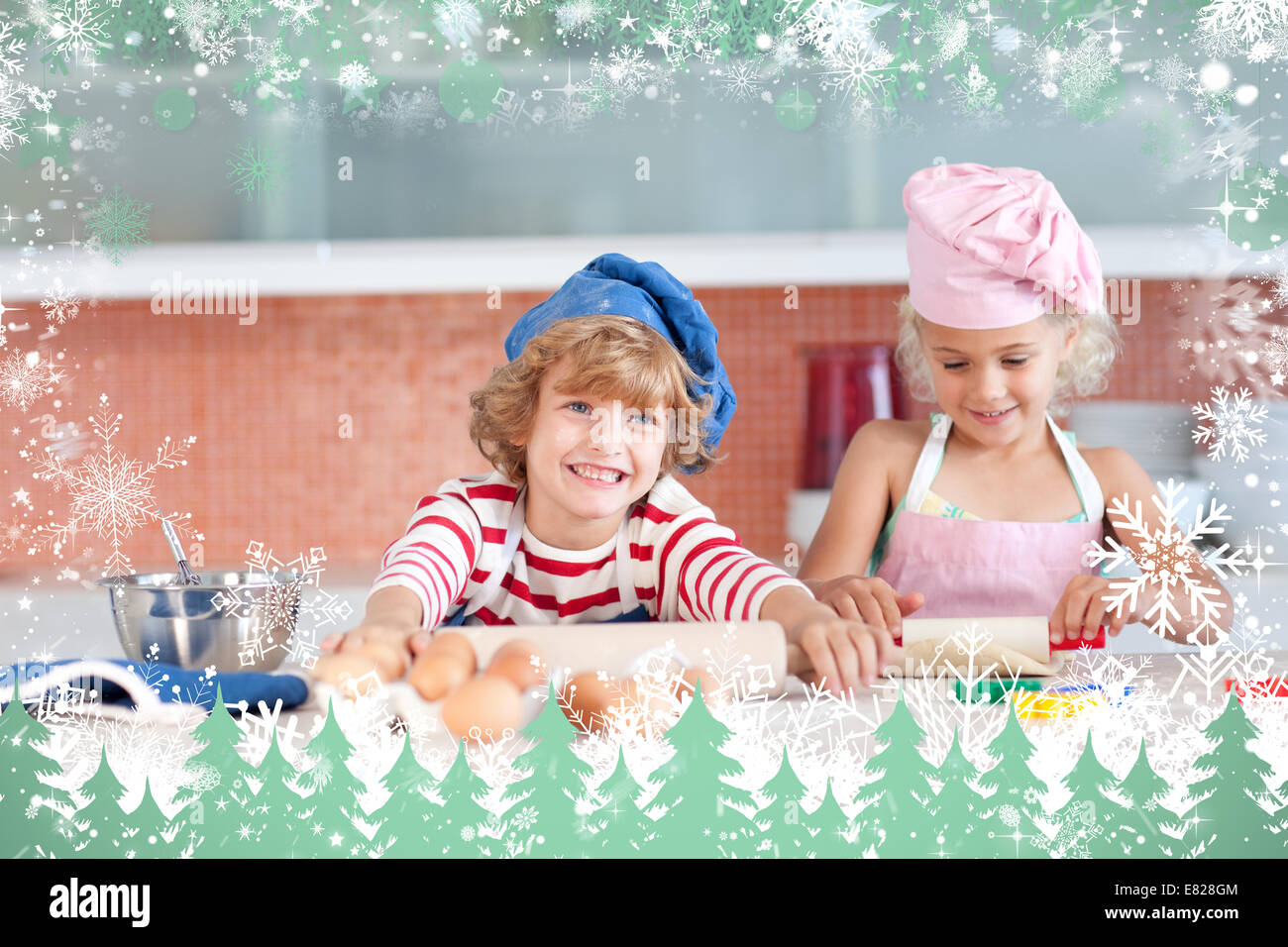 Nice children baking in a kitchen Stock Photo - Alamy