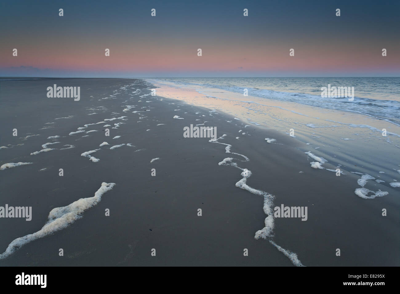 low tide on North sea at sunrise, Schiermonnikoog, Netherlands Stock ...