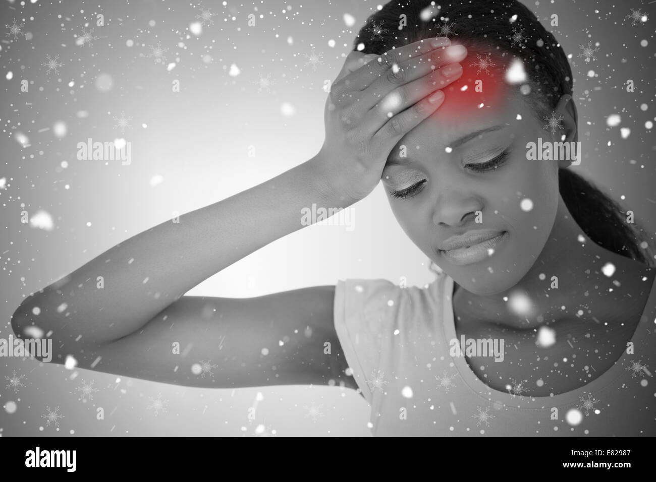 Composite image of woman with highlighted red headache Stock Photo - Alamy