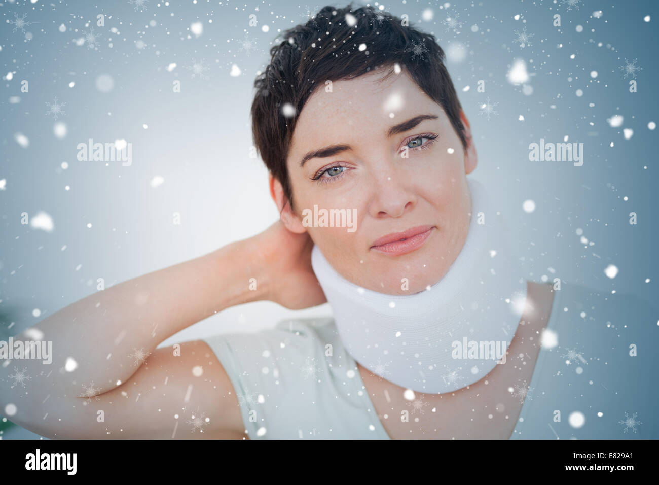 Close up of a woman with a surgical collar Stock Photo - Alamy