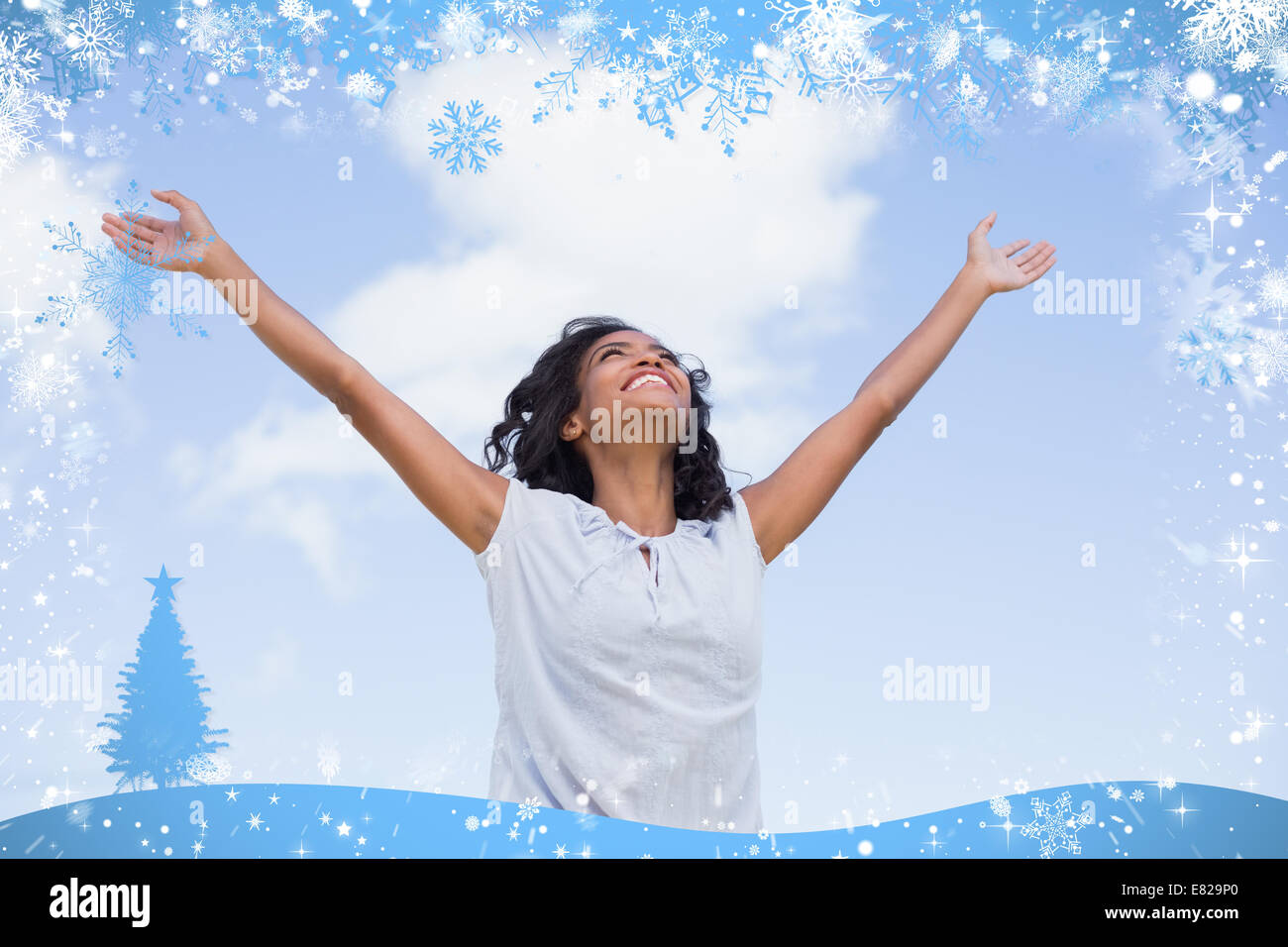 Cheerful pretty woman standing hi-res stock photography and images - Alamy