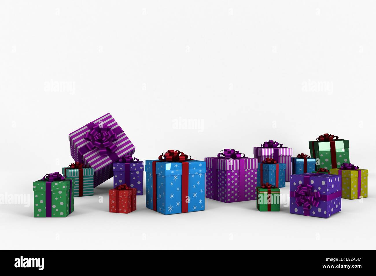 Many colourful christmas gift boxes Stock Photo - Alamy