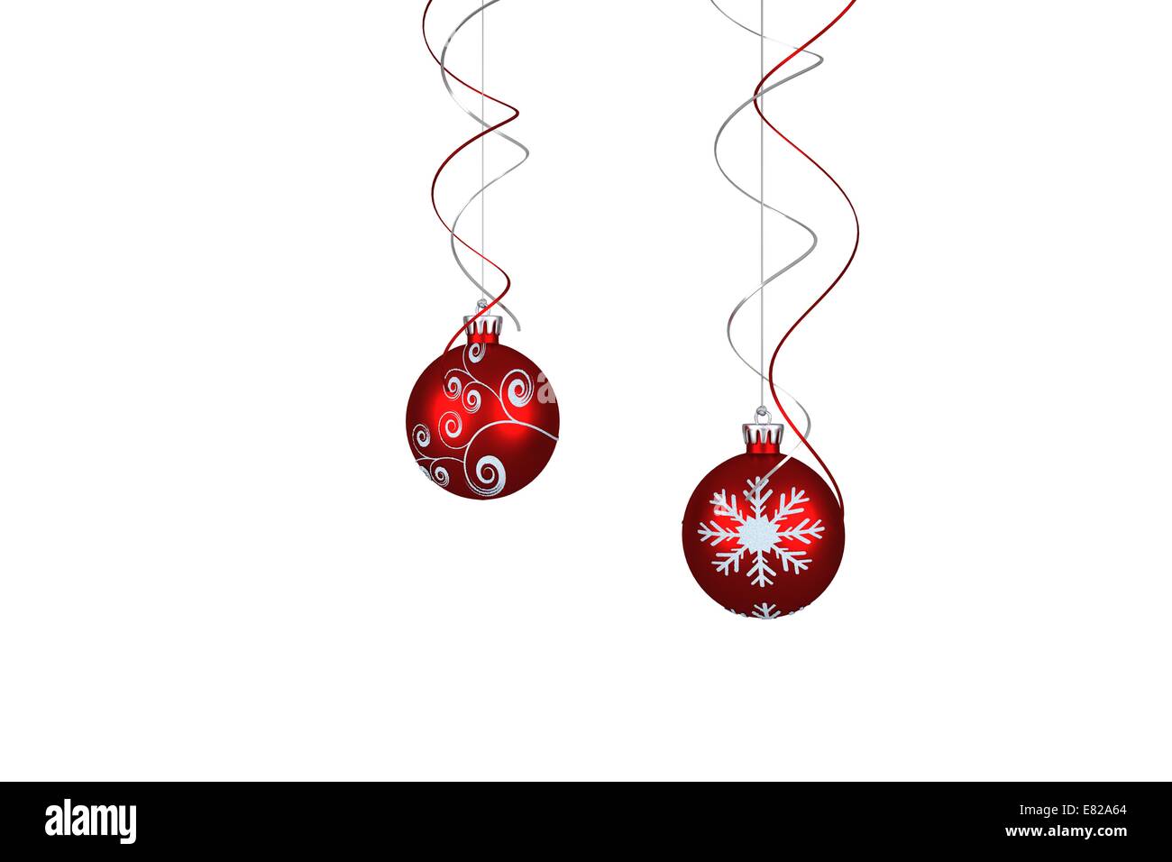 Two hanging red bauble decorations Stock Photo - Alamy