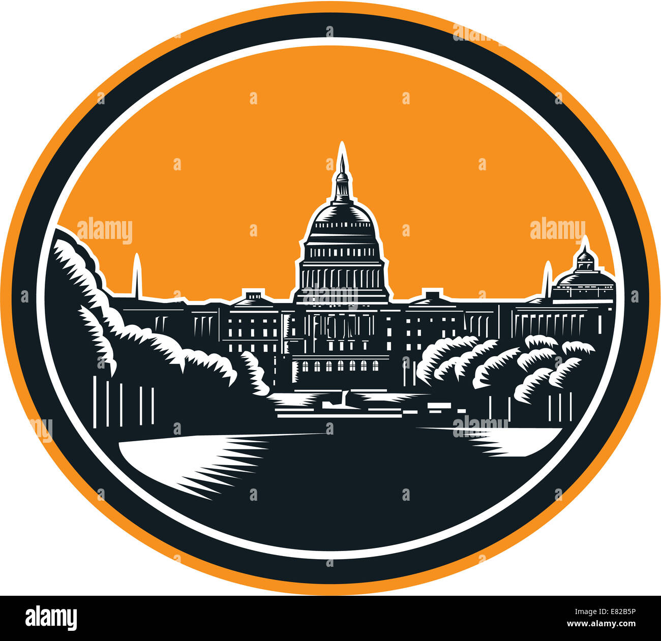 Illustration of the United States Capitol building, atop Capitol Hill ...