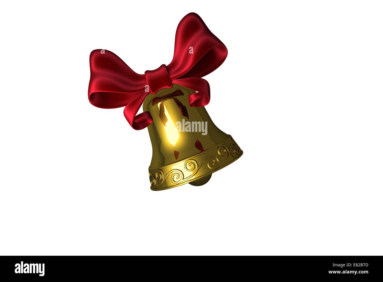 Golden bell with red ribbon Stock Photo - Alamy