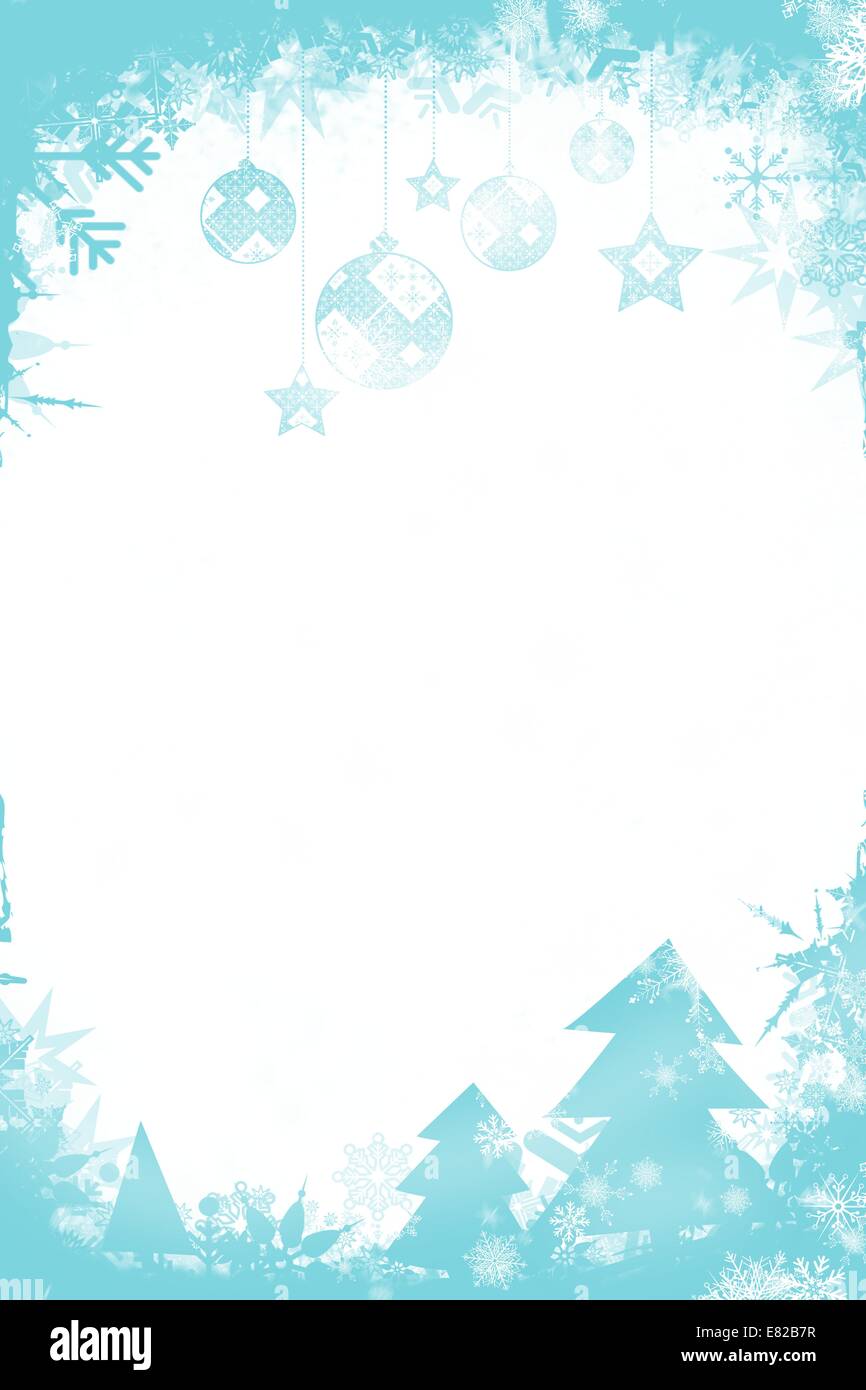 Christmas themed frame in blue Stock Photo - Alamy