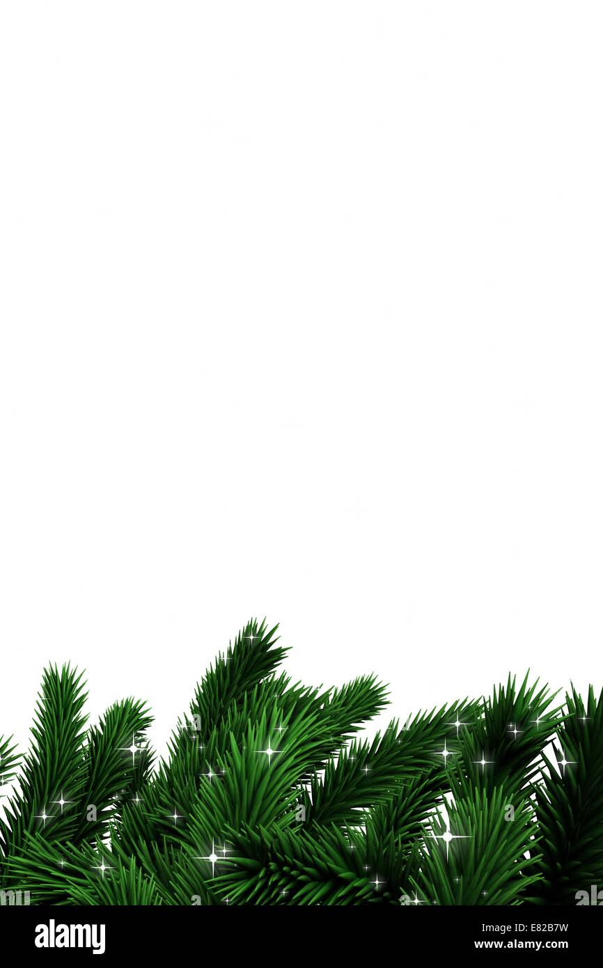 Green fir tree branches with lights Stock Photo - Alamy