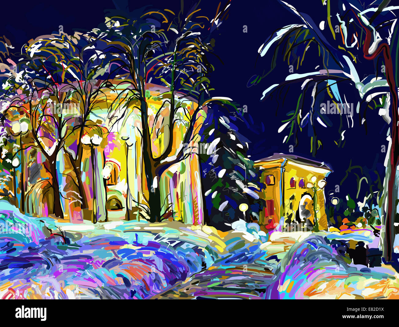 Digital oil painting winter hi-res stock photography and images - Alamy