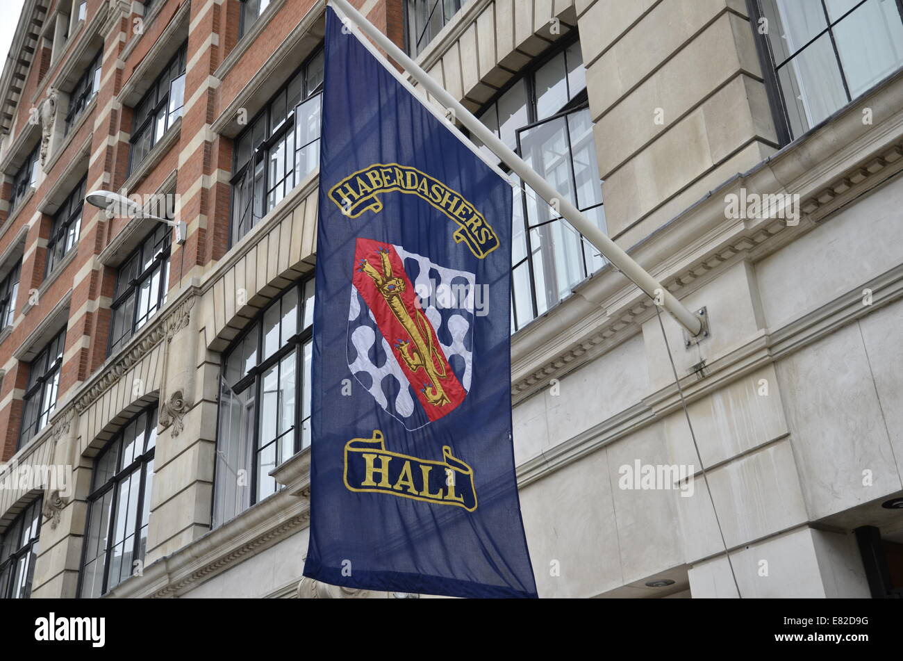 The flag of the Haberdashers Company outside of Haberdashers Hall in ...