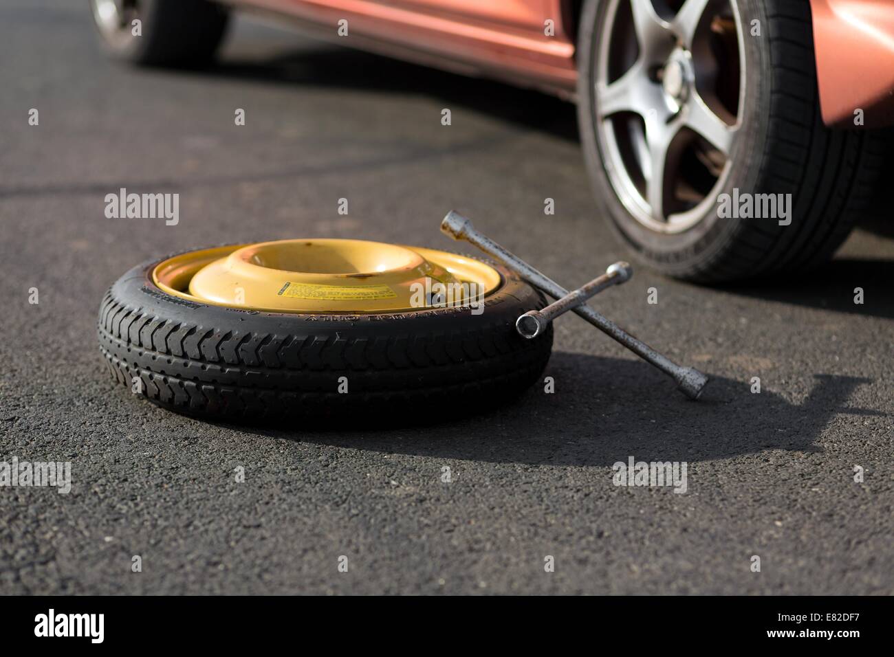 Spare wheel of a car Stock Photo - Alamy