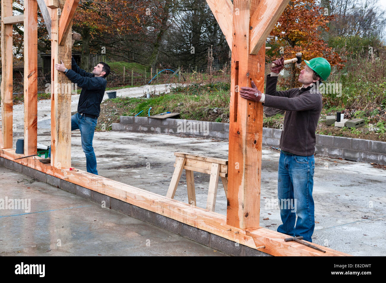 Building a traditional oak timber framed barn in Radnorshire, Wales, UK ...