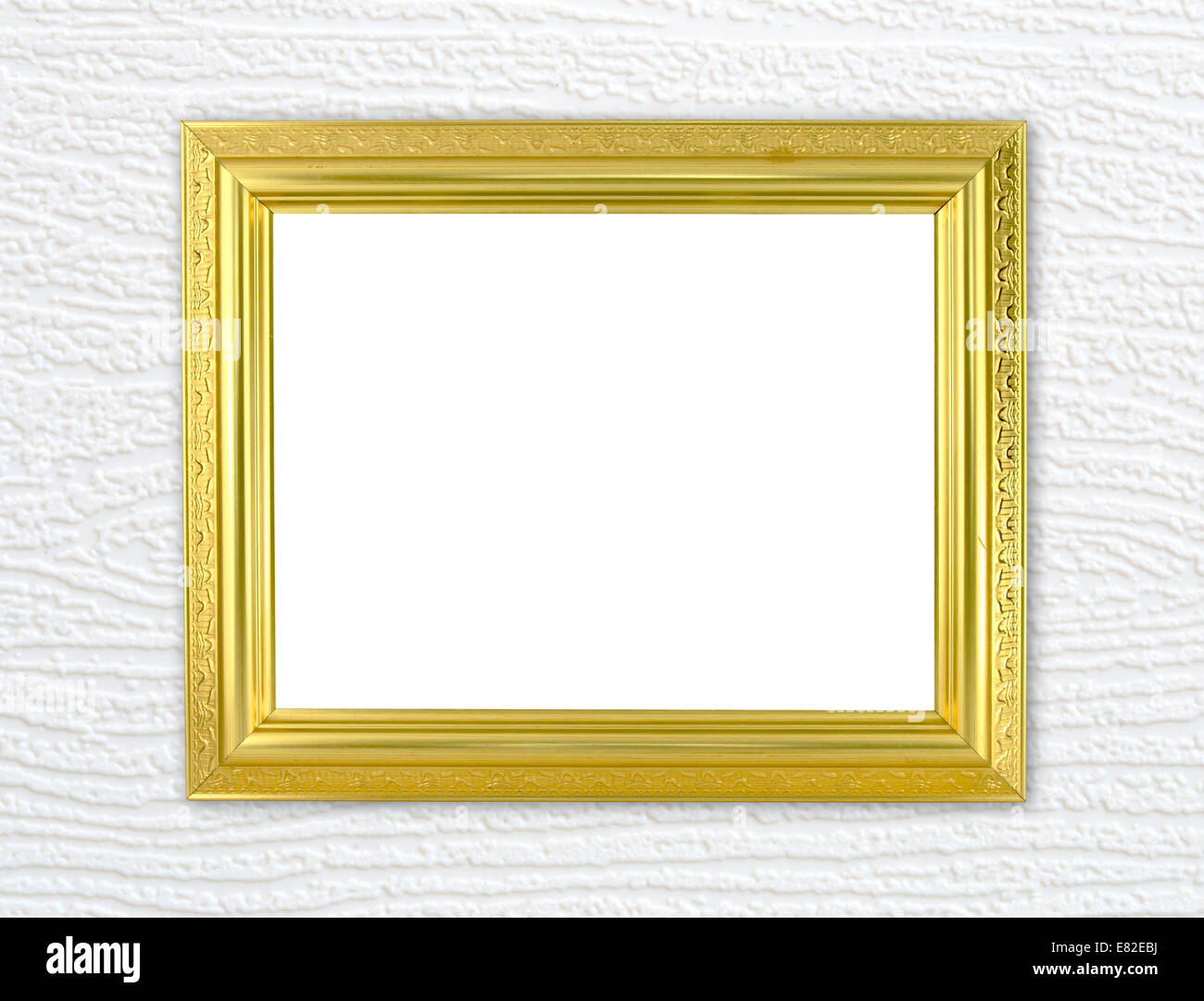 blank golden frame on wood wall background Stock Photo - Alamy