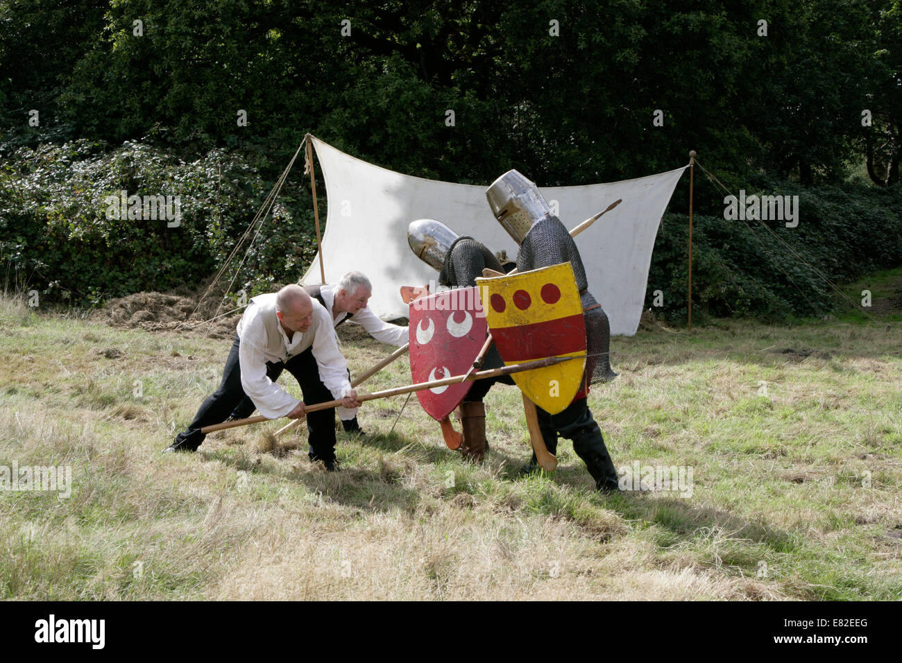 Medieval knights jousting Stock Photo - Alamy